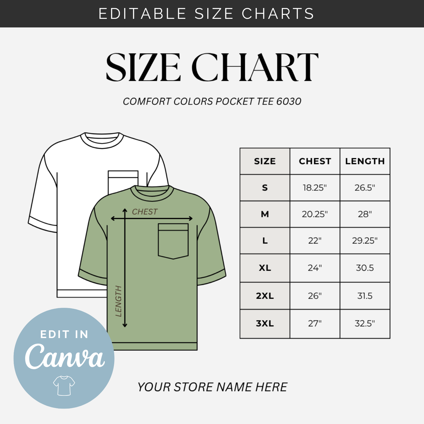 Size Charts – Meg Ann Co.