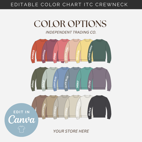 Editable Color Chart Independent Trading Co. Crewneck – Meg Ann Co.