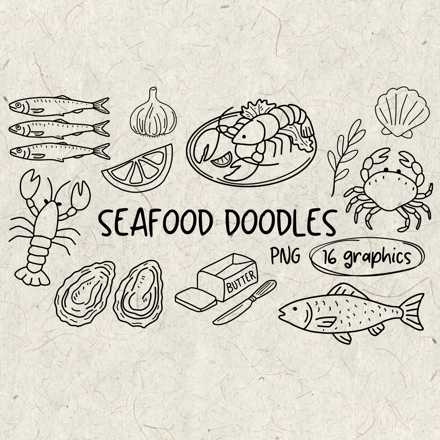 Seafood Doodles PNG – Meg Ann Co.